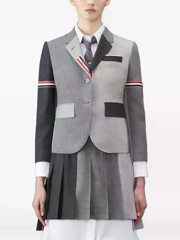 Thom Browne Fun-mix 2ply Fresco Panelled Blazer - Grey