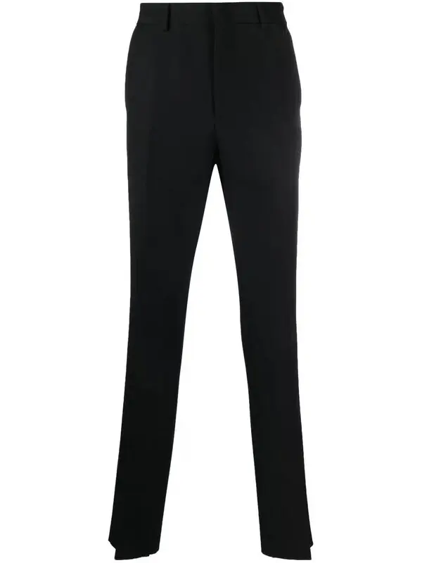 Fendi Tailored Trousers With Ff Logo Plaque - Black