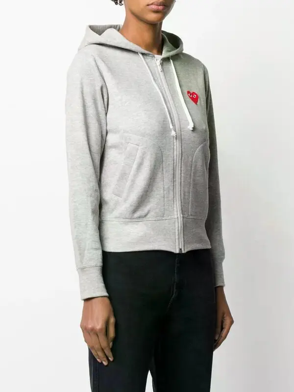 Play Comme Des Garcon Zipped Hoodie - Grey