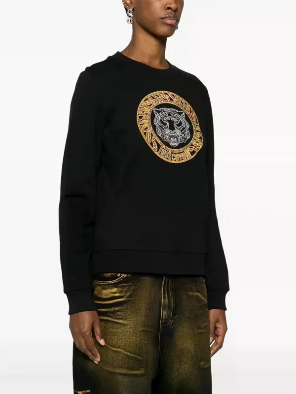 Just Cavalli Tiger Head Embellished Cotton Sweatshirt