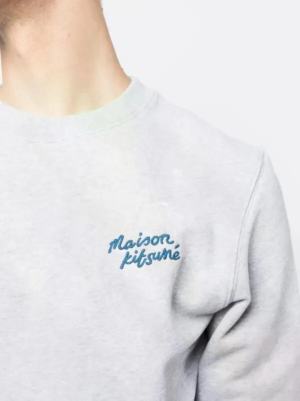 Maison Kitsuné Logo-embroidered Mélange Sweatshirt