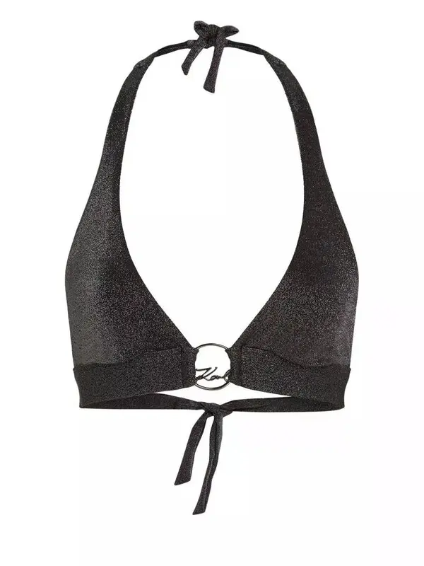 Karl Lagerfeld Halterneck Bikini With Logo Detail - Black