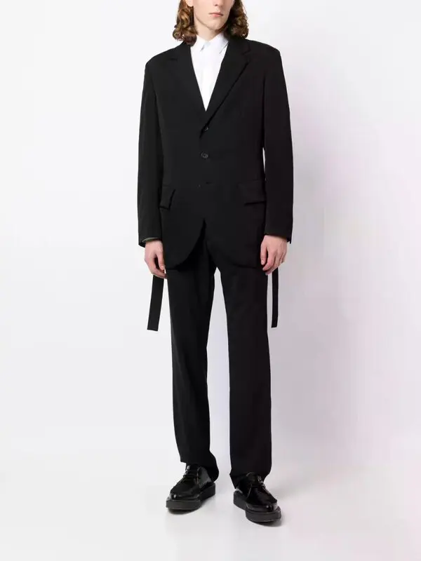 Yohji Yamamoto Single-breasted Notched Wool Blazer - Black