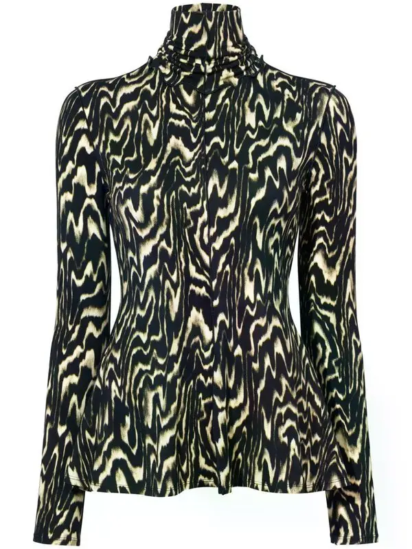 Proenza Schouler White Label Audrey Top With Abstract Print - Black
