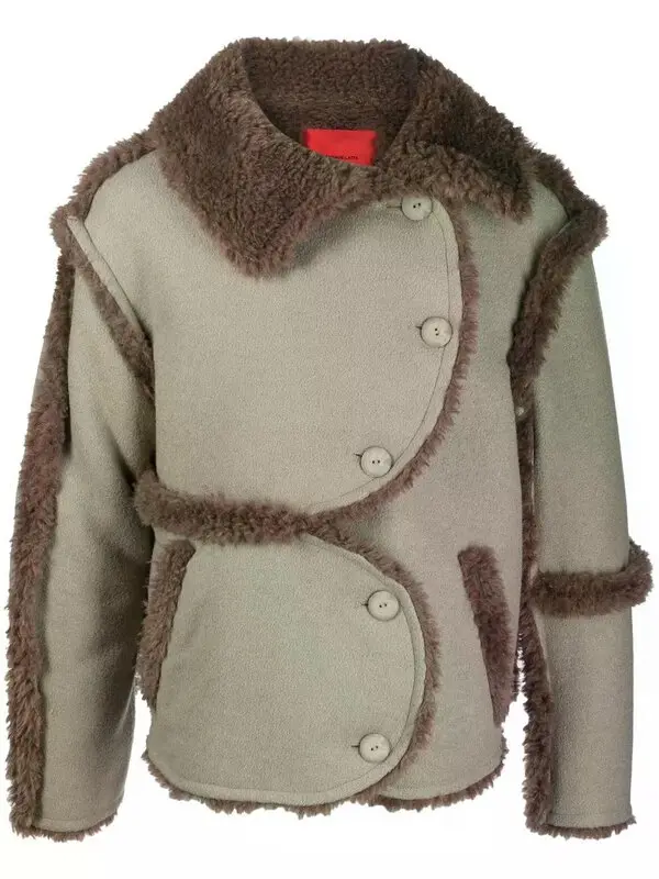 Eckhaus Latta Sage Wool Blend Fleece Trimmed Jacket