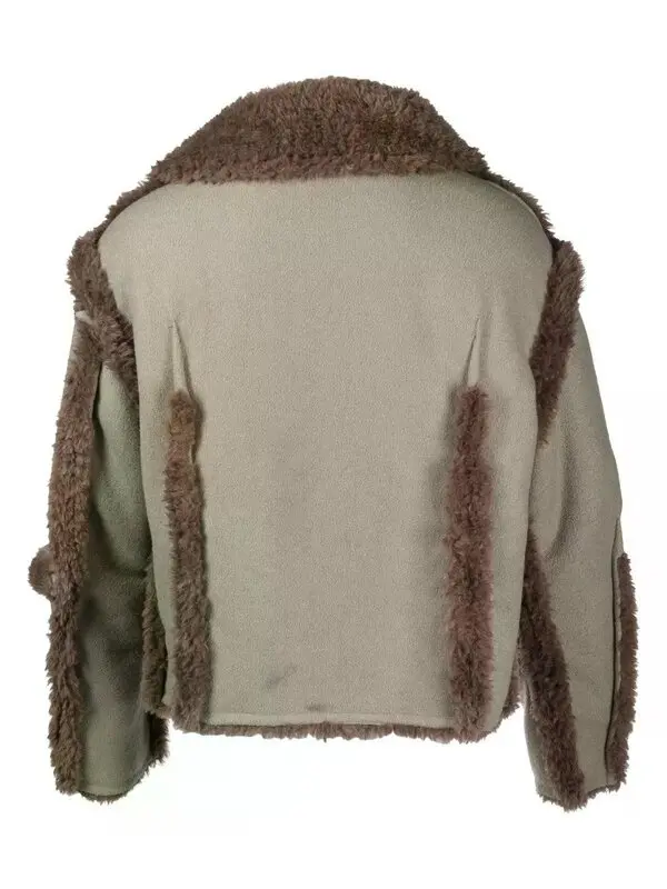 Eckhaus Latta Sage Wool Blend Fleece Trimmed Jacket