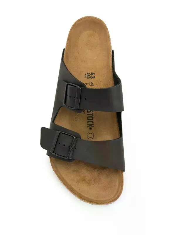 BIRKENSTOCK Arizona Flat Sandals With Decorative Buckle Detail - Black