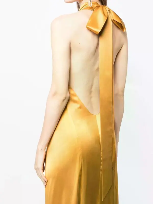 Michelle Mason Satin Halter-neck Gown