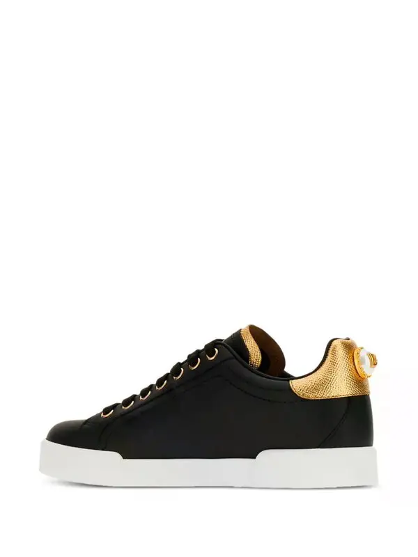 Dolce & Gabbana Portofino Logo-lettering Leather Lace-up Sneakers - Black