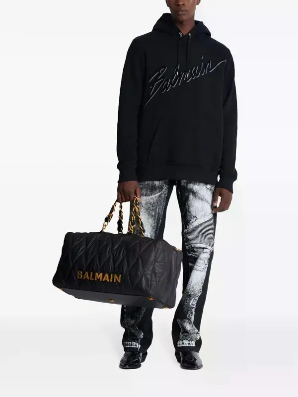 Balmain Flocked Logo Hoodie