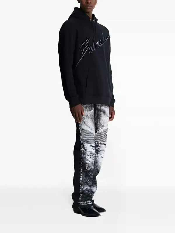 Balmain Flocked Logo Hoodie