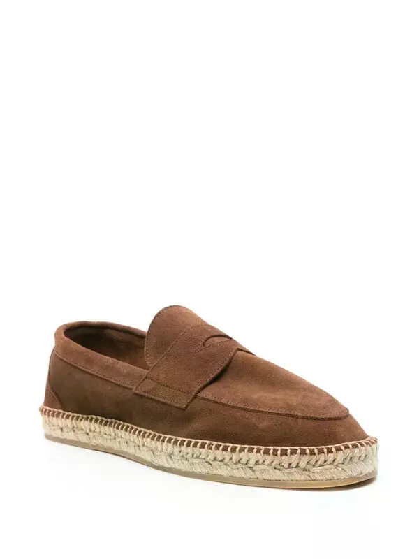 SCAROSSO Suede Espadrille Slip-on Shoes - Brown