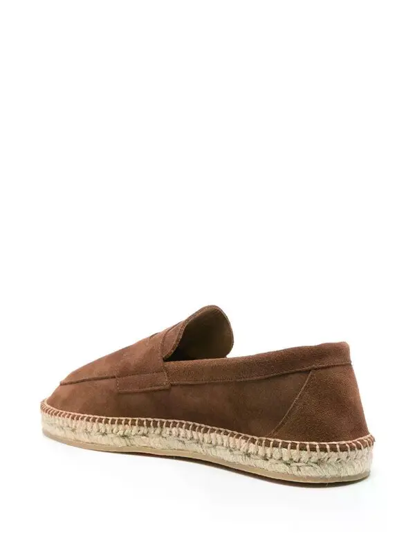 SCAROSSO Suede Espadrille Slip-on Shoes - Brown