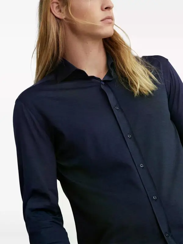 Brunello Cucinelli Silk-cotton Jersey Shirt - Blue
