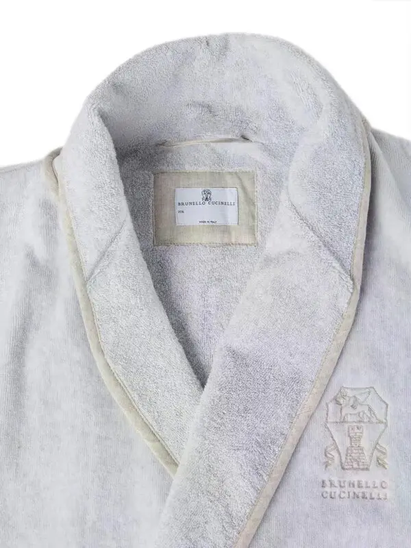 Brunello Cucinelli Logo-embroidered Bath Robe - Grey