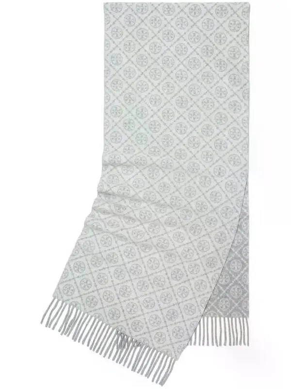 Tory Burch T Monogram Scarf - Grey
