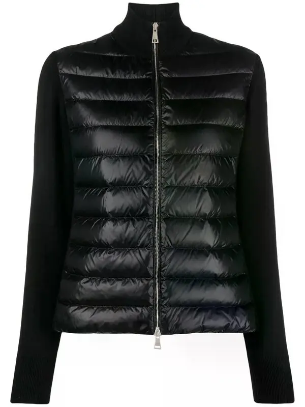 Moncler Quilted Panel Knit Cardigan - Black