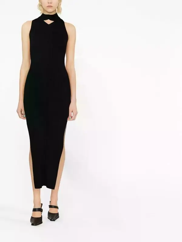 COURREGES Cut-out Ribbed Midi Dress