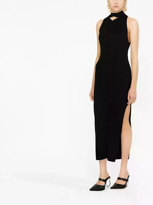 COURREGES Cut-out Ribbed Midi Dress