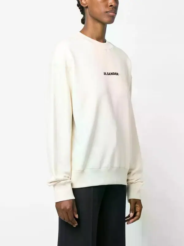 JIL SANDER Logo Print Cotton Sweatshirt - Neutrals