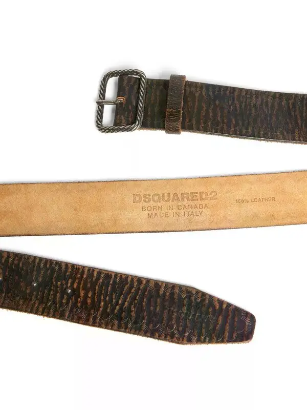 Dsquared2 Leather Braided Buckle Belt - Brown