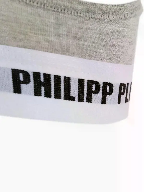 Philipp Plein Logo Band Sports Bra - Grey