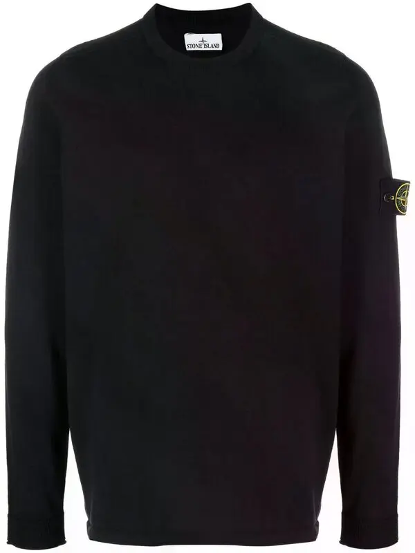 Stone Island Compass Motif Crew Neck Jumper - Blue