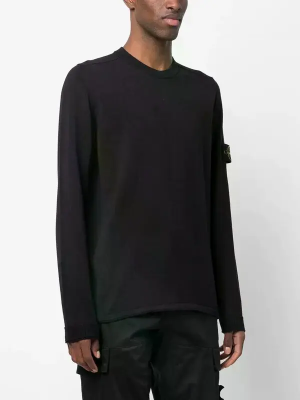 Stone Island Compass Motif Crew Neck Jumper - Blue