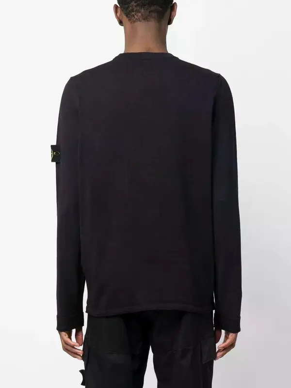 Stone Island Compass Motif Crew Neck Jumper - Blue