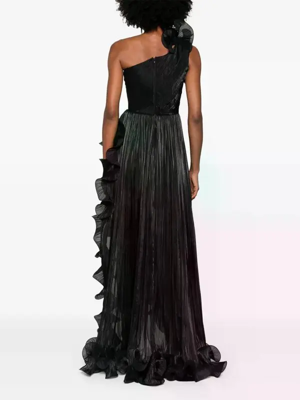 ANA RADU Asymmetric Ruffled Maxi Dress