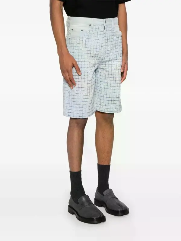 GLASS CYPRESS Decorative Stitching Denim Shorts