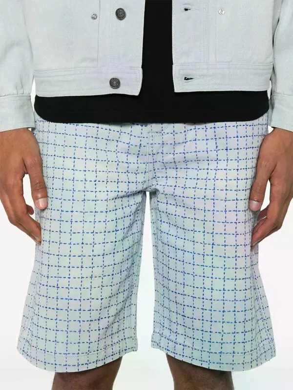 GLASS CYPRESS Decorative Stitching Denim Shorts