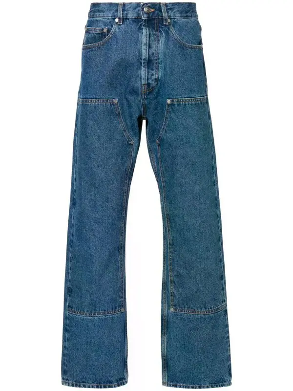 Palm Angels Logo-embossed Straight-leg Jeans