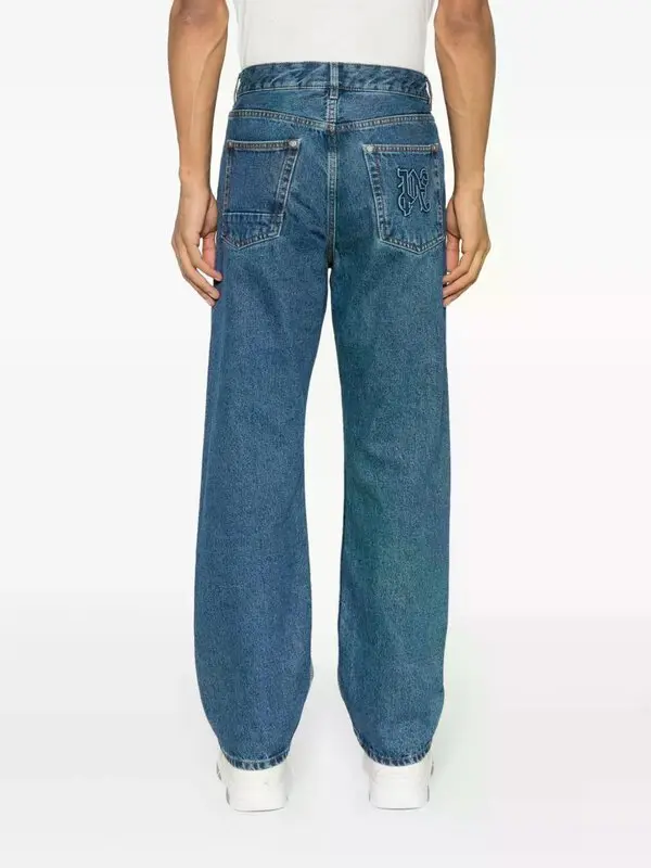 Palm Angels Logo-embossed Straight-leg Jeans