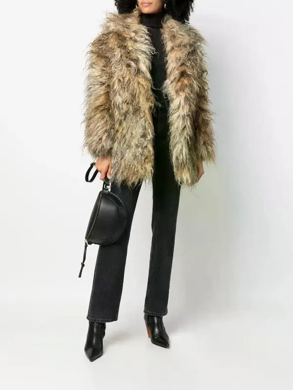 Lanificio Becagli Faux Fur Oversize Coat - Neutrals