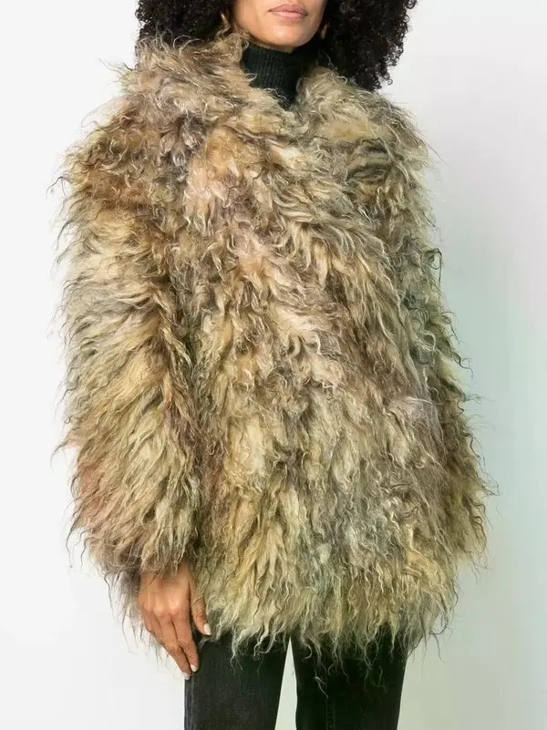 Lanificio Becagli Faux Fur Oversize Coat - Neutrals
