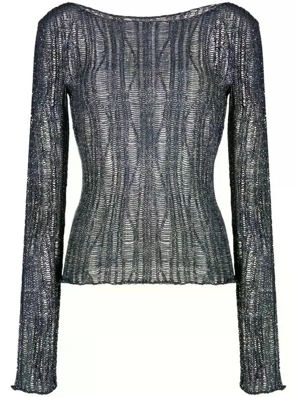 Voz Boat Neck Open-knit Sweater