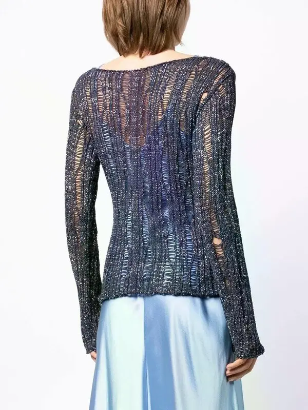 Voz Boat Neck Open-knit Sweater