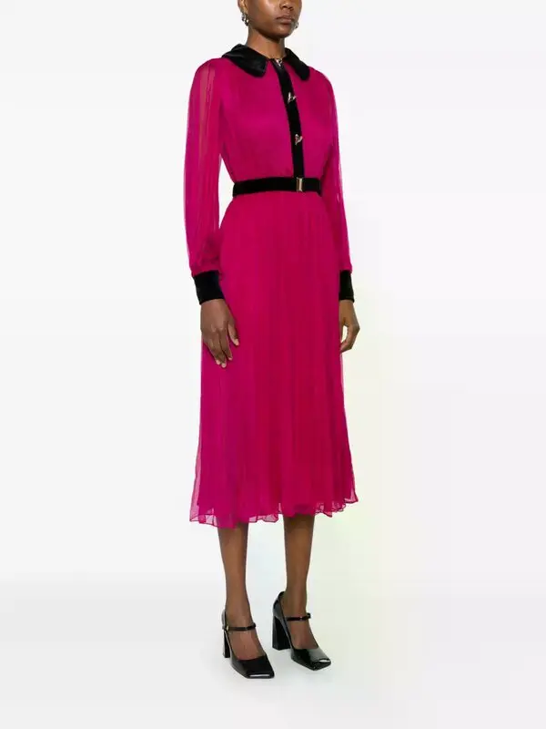 NISSA Belted Silk Midi Dress