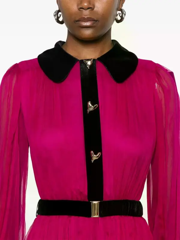 NISSA Belted Silk Midi Dress