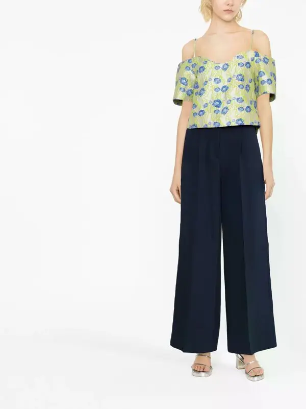 GANNI Floral Jacquard Off-shoulder Blouse