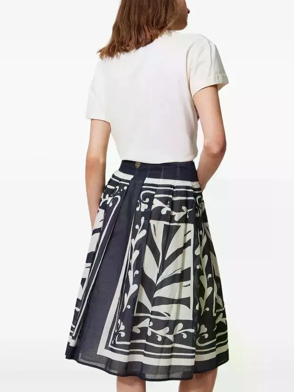 TWINSET Floral Print Pleated Midi Skirt