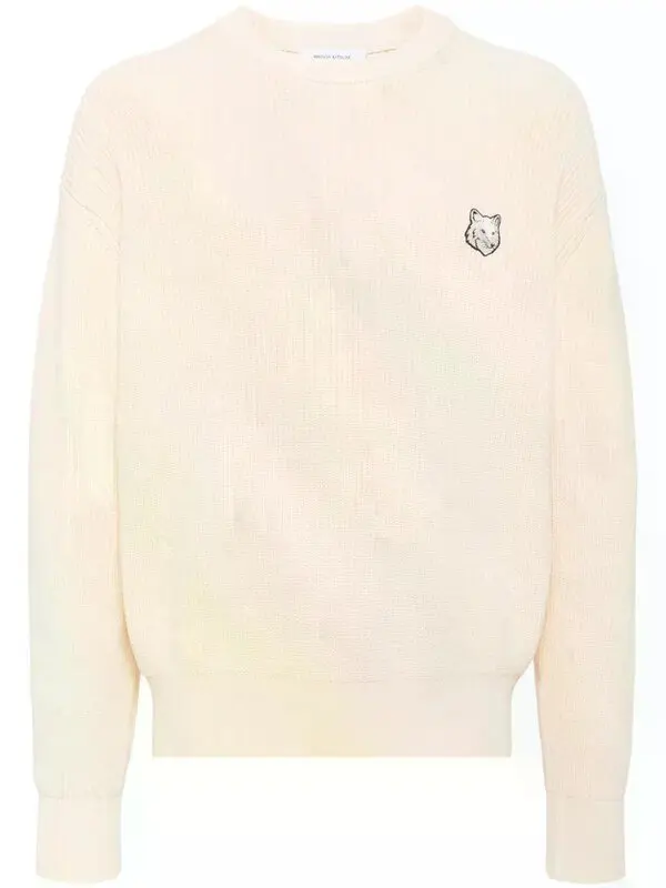 Maison Kitsuné Signature Fox Embroidery Knitted Jumper - Neutrals