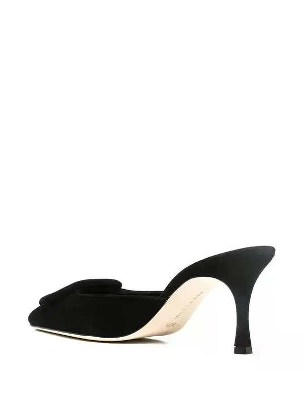 Manolo Blahnik Maysale Buckled Mules - Black