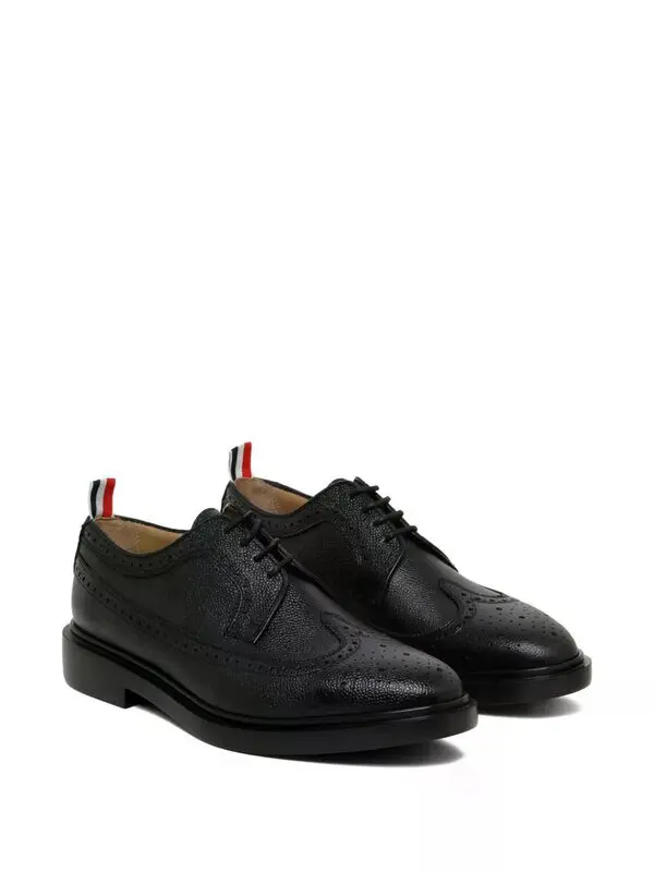 Thom Browne Longwing Pebble-grain Brogue Derby Shoes - Black