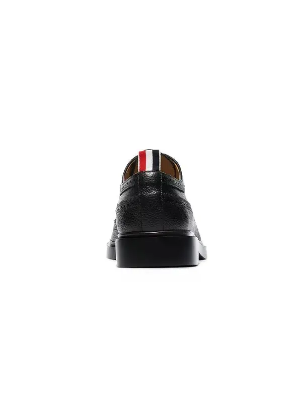 Thom Browne Longwing Pebble-grain Brogue Derby Shoes - Black