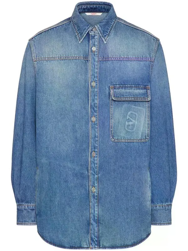 Valentino Garavani Vlogo Signature Denim Shirt - Blue