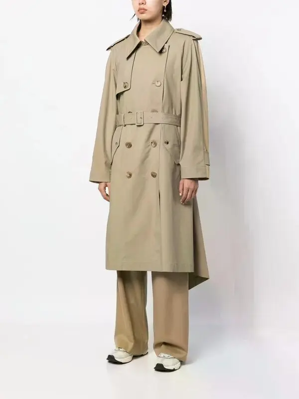 Goen.j Double-breasted Two-tone Trench Coat