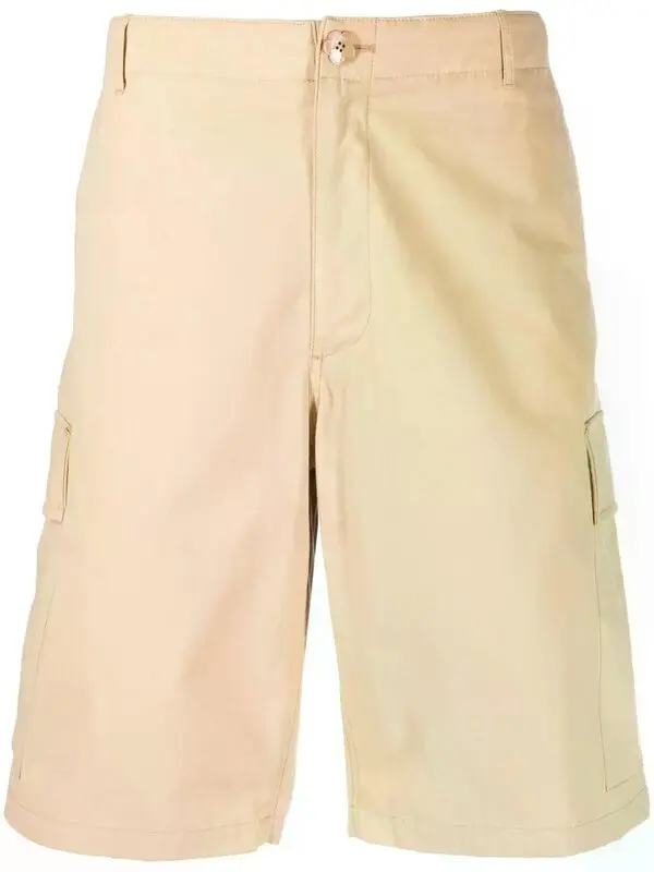 Kenzo Logo Patch Cotton Cargo Shorts - Neutrals