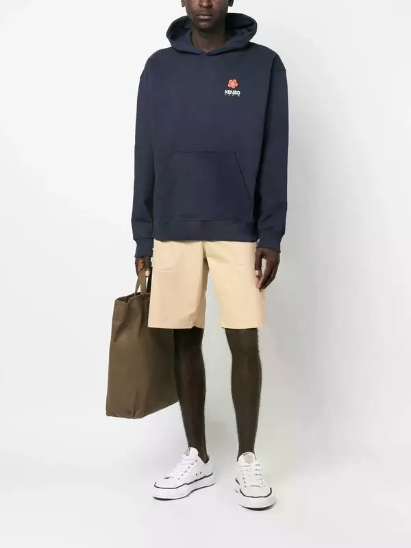 Kenzo Logo Patch Cotton Cargo Shorts